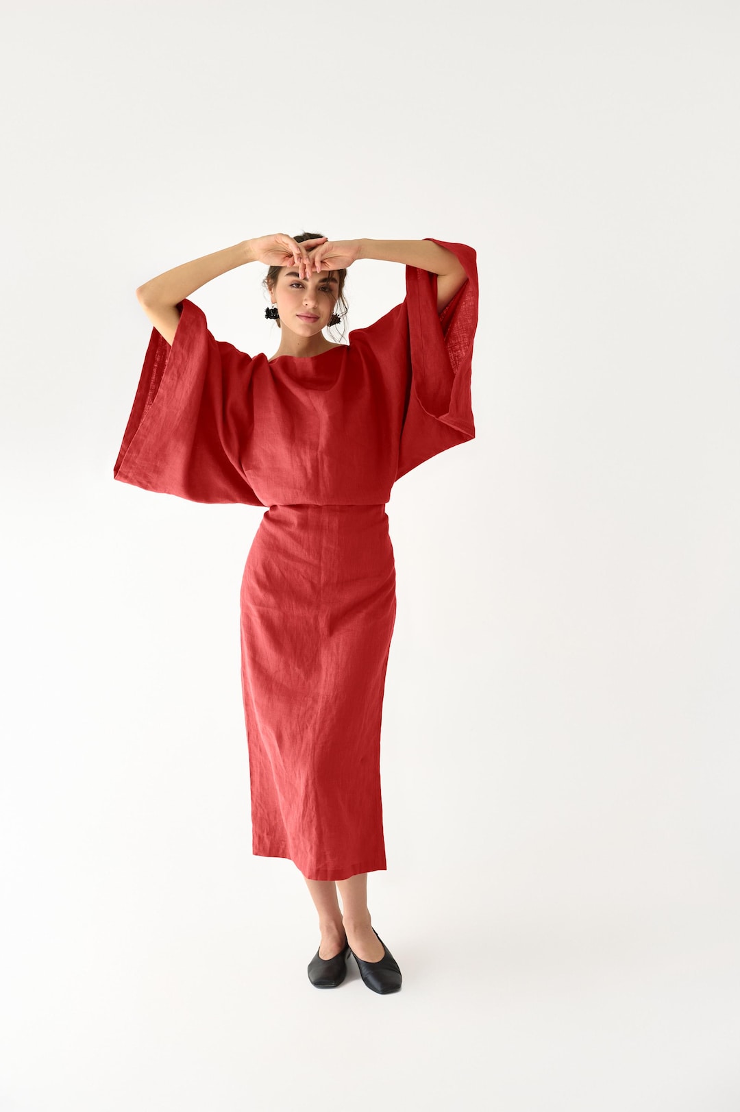 Japanese Style Linen Wedding Guest Kimono Wrap Dress, Boho Summer ...