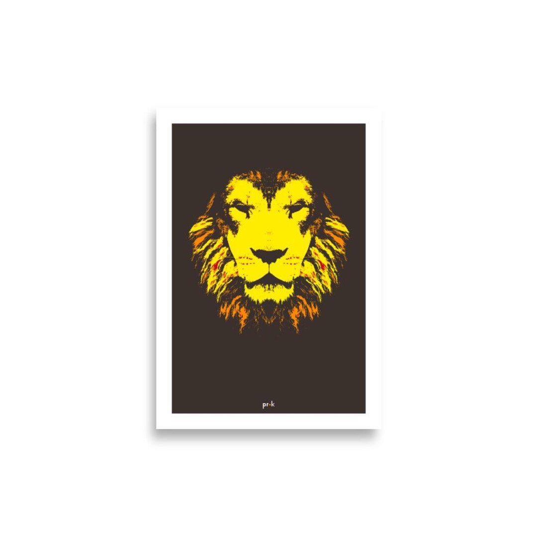 Lion 2 - Poster With Graphic Lion in Colors Brown, Yellow, Orange, Red ...