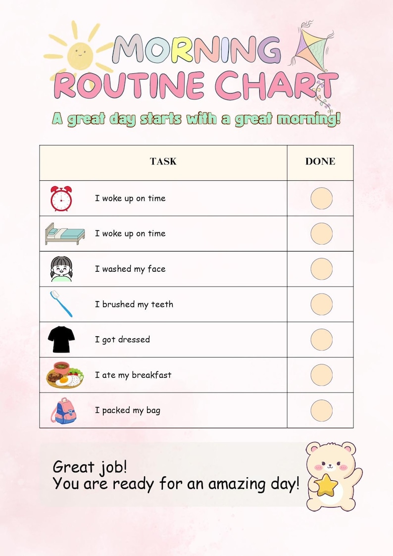 Kids Routine Charts Bundle | Morning, Bedtime, Behavior Reward (digital ...