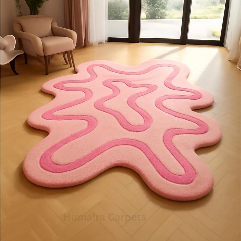 Pink Abstract Rug - Etsy