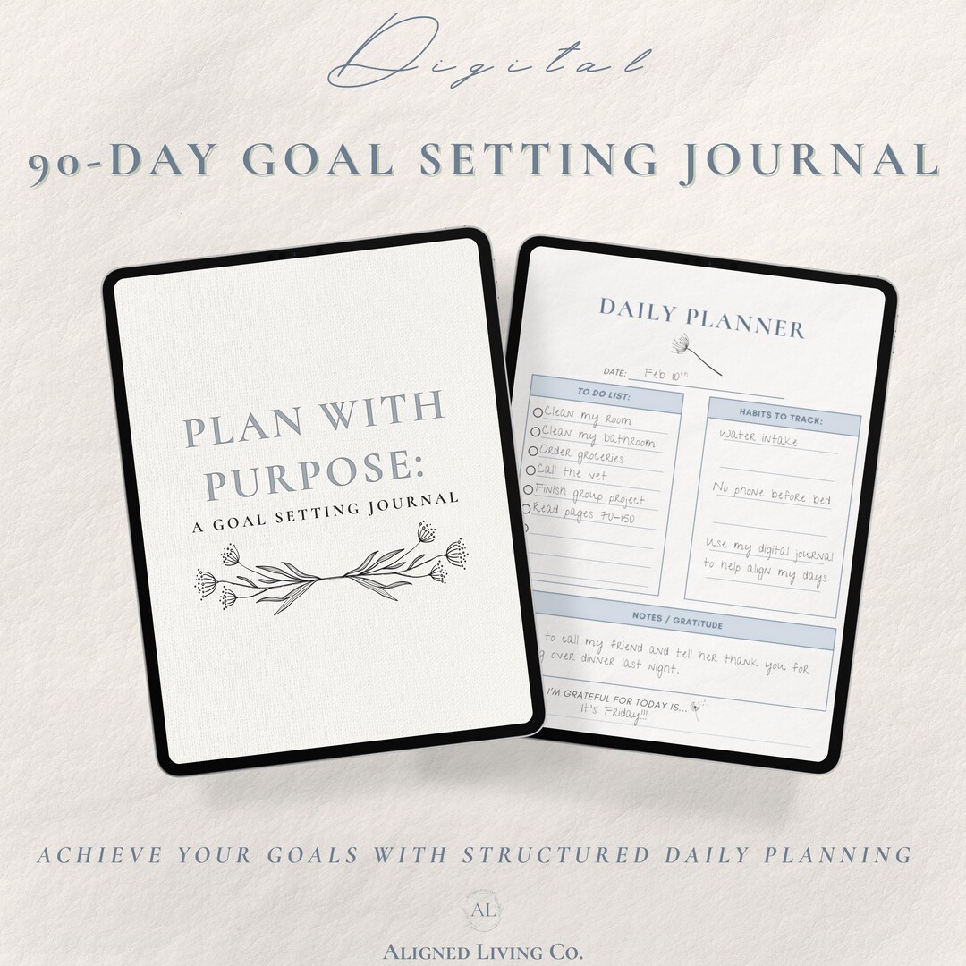 90-day Goal Setting Journal | Printable Productivity Planner, Daily ...