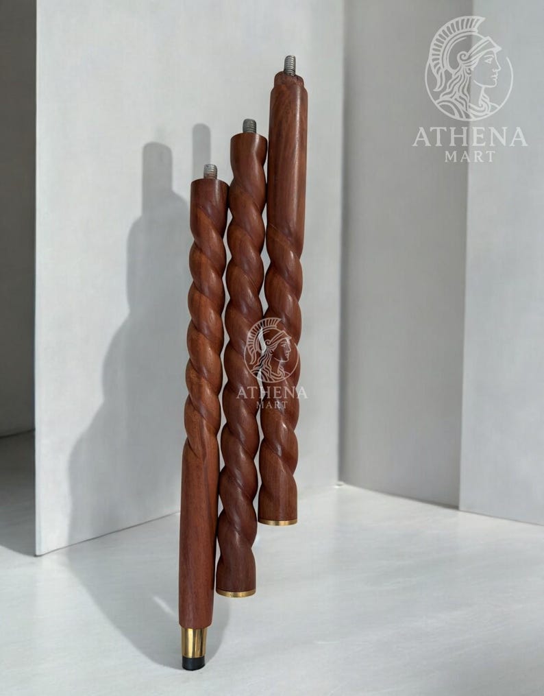 Brass Handle Wooden Walking Stick – Vintage Gentleman’s Cane | Handmade ...