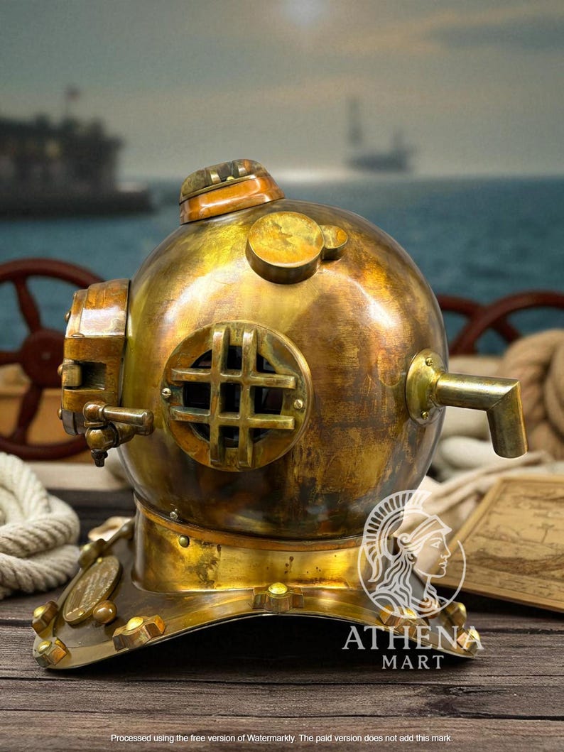 Antique Brass Diving Helmet: Mark V U.S. Navy Style - Nautical Decor - Etsy