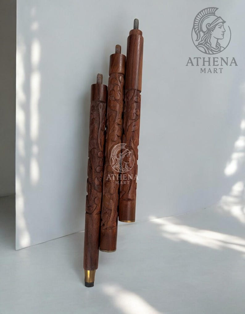 Brass Handle Wooden Walking Stick – Vintage Gentleman’s Cane | Handmade ...