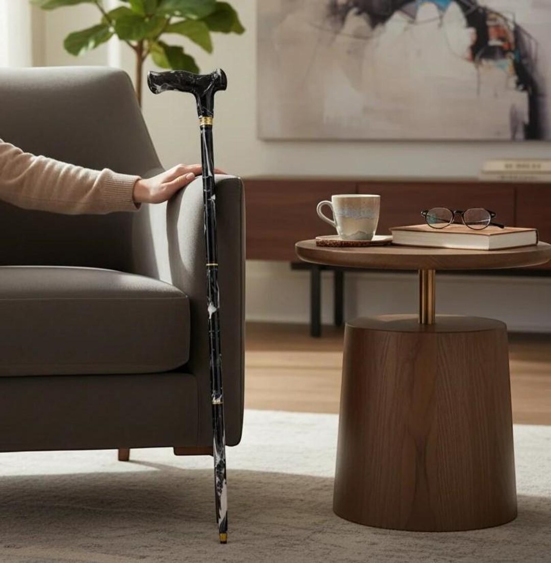 Black Marble Handle Walking Cane | Handcrafted Rosewood Walking Stick ...