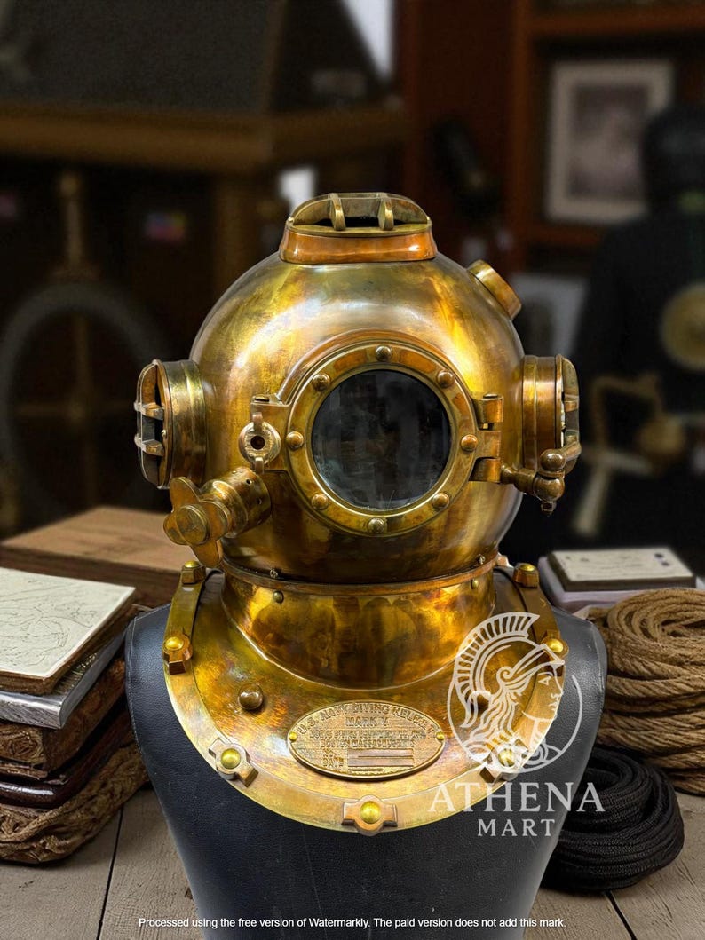 Antique Brass Diving Helmet: Mark V U.S. Navy Style - Nautical Decor - Etsy