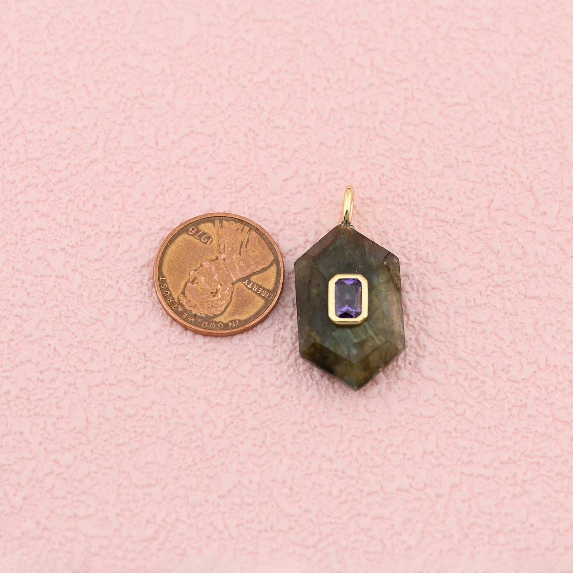 Faceted Hexagon Cut Natural Stone Pendant for Statement Necklaces and ...