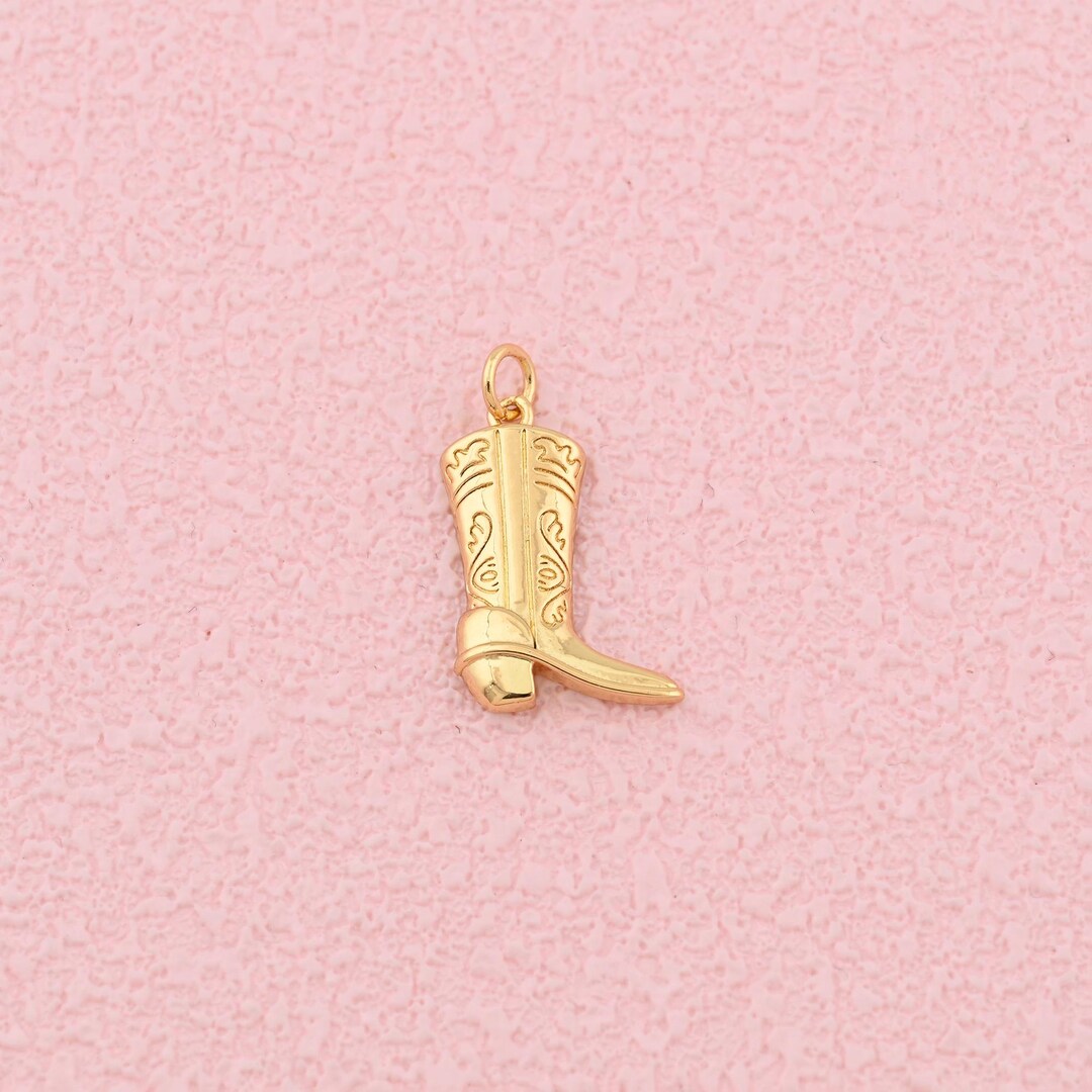 Western Style 18K Gold Filled Cowboy Boot Pendant for DIY Necklace and ...
