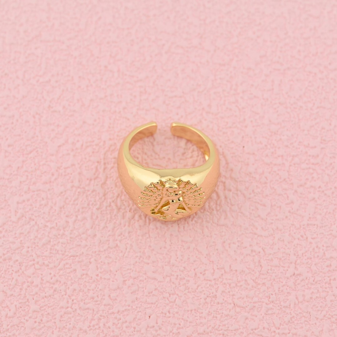Vintage Style Wide Band Open Ring in 18K Gold Filled With Embossed ...