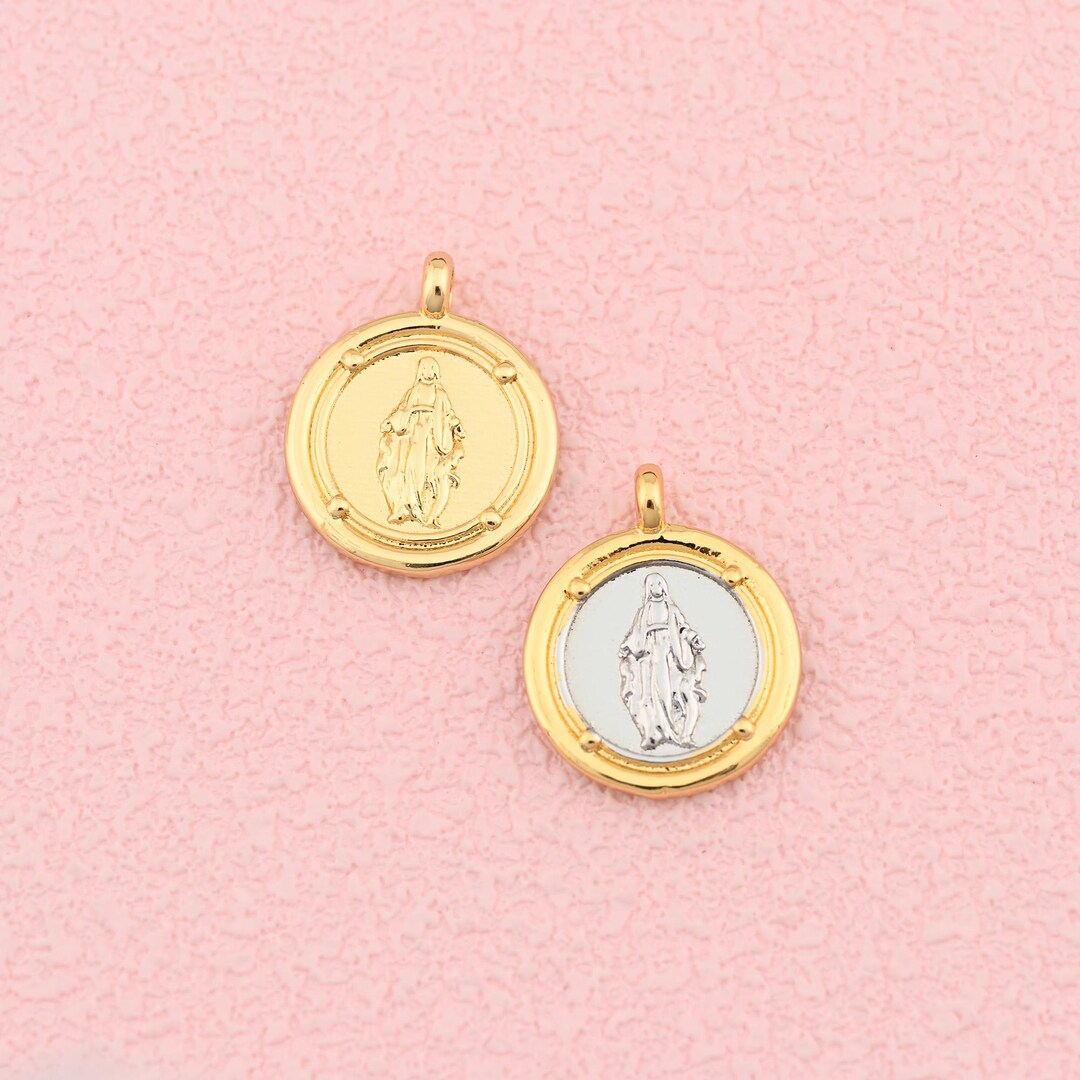 Marian Figure Round Pendant Piece for Custom Jewelry and Creative Craft ...