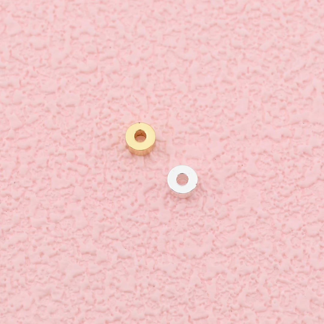 Minimalist Round Disc Beads Smooth Golden Spacers for Handmade Jewelry ...