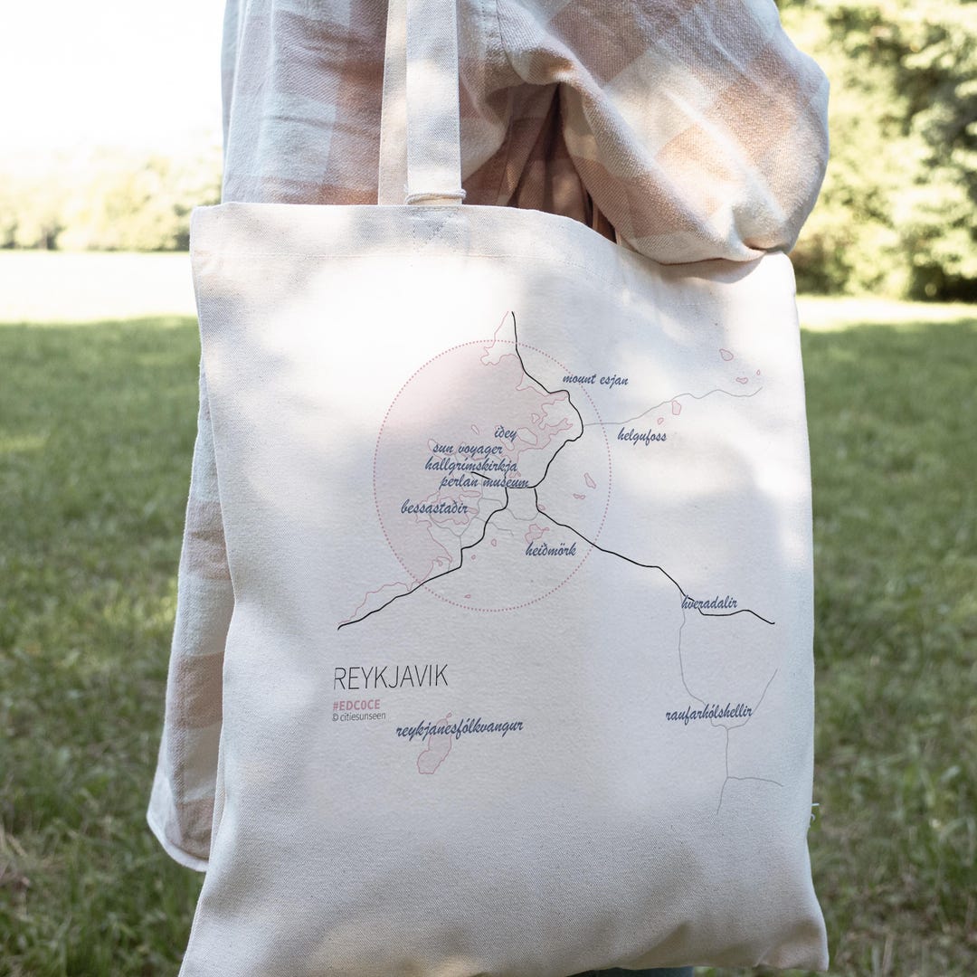 Tracing Reykjavik | Mapping Series Premium 100% Cotton Tote Bag - Etsy