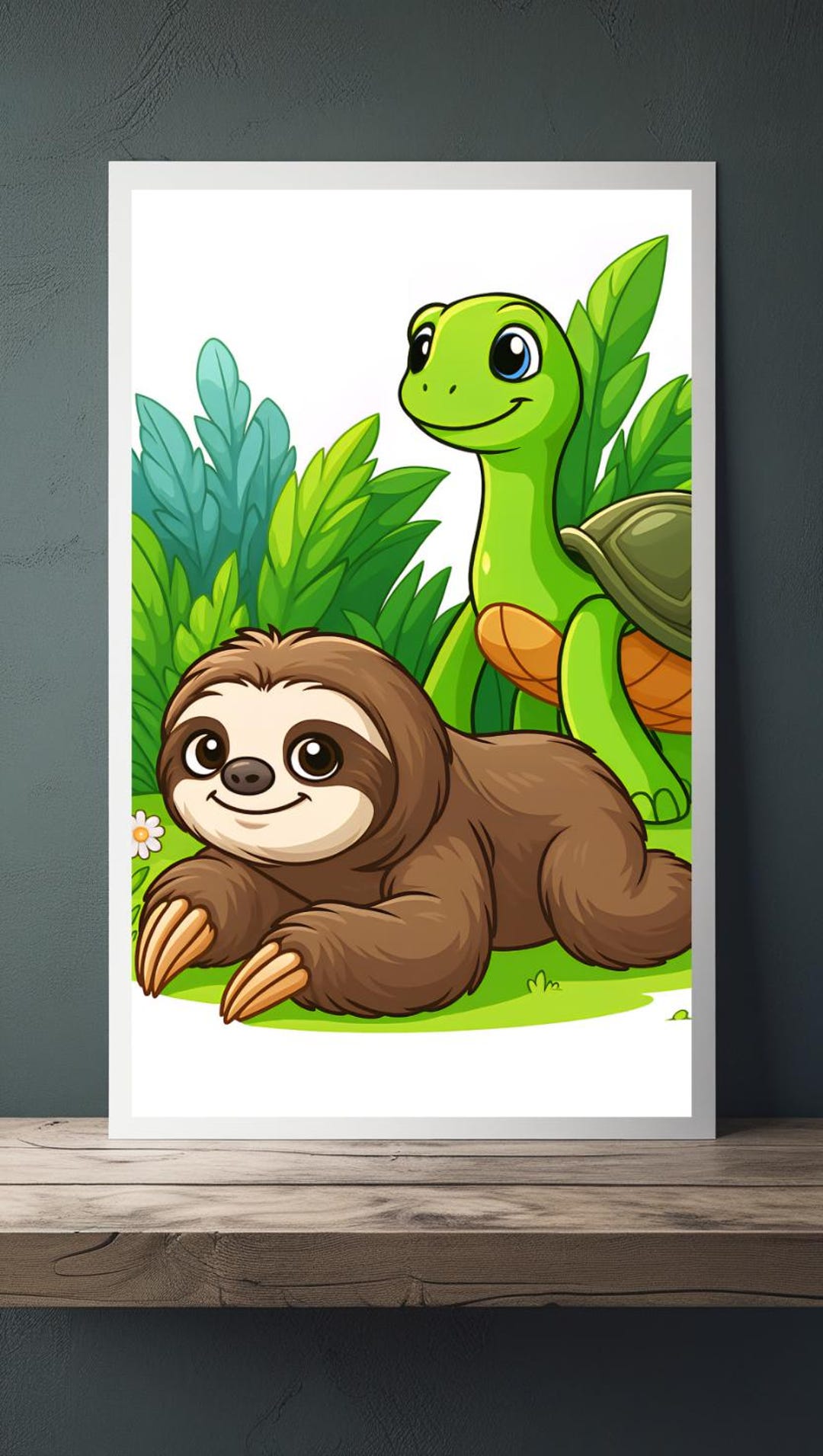 Sloth and Turtle Nursery Print: Whimsical Jungle Animal Art (digital ...