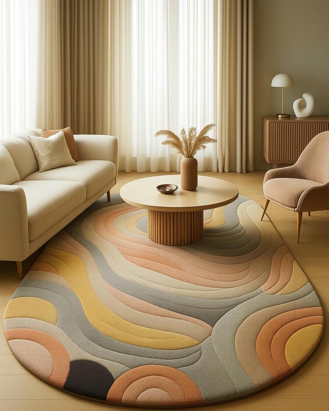Abstract Sculpted Area Rug | Modern Organic Shape Rug | Handmade ...