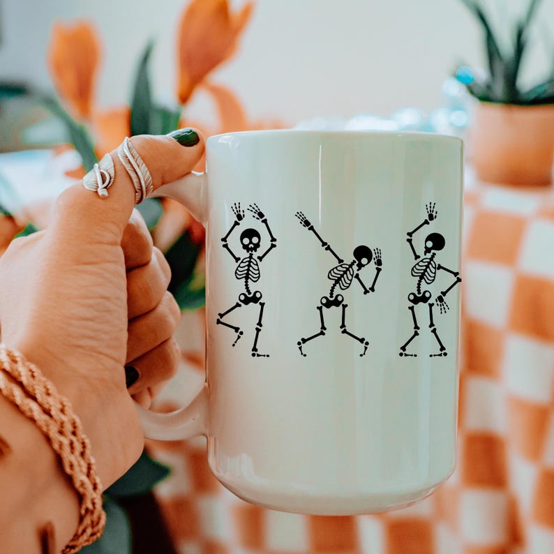 Dancing Skeletons Mug, Halloween Mug, Mug for Women, Mom Halloween ...