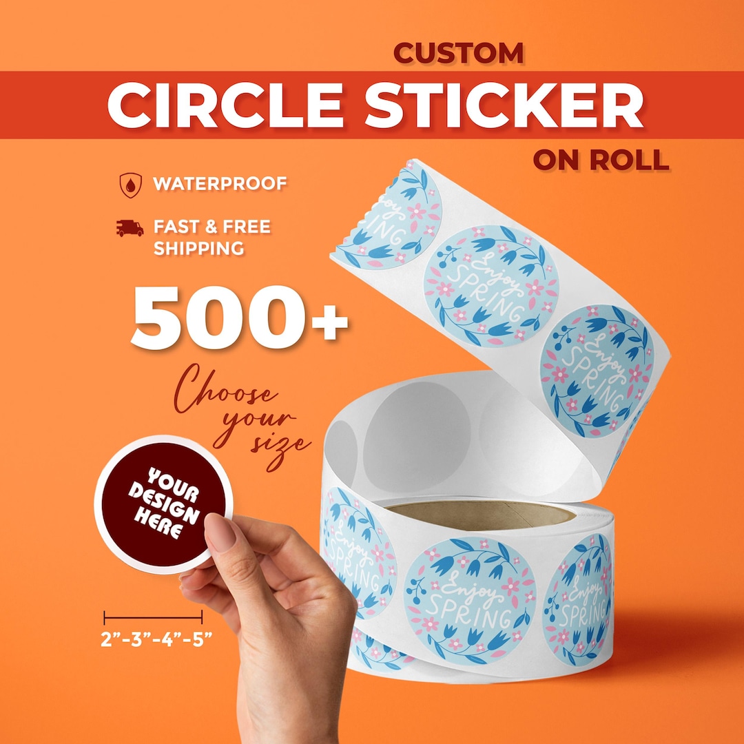 500 Pieces Bulk Custom Circle Logo Stickers: Waterproof Vinyl Labels ...