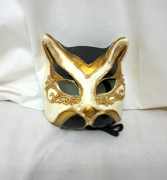 Vintage Cat mask, Mardi Gras Mask, Paper Mache Cat Ma… - Gem