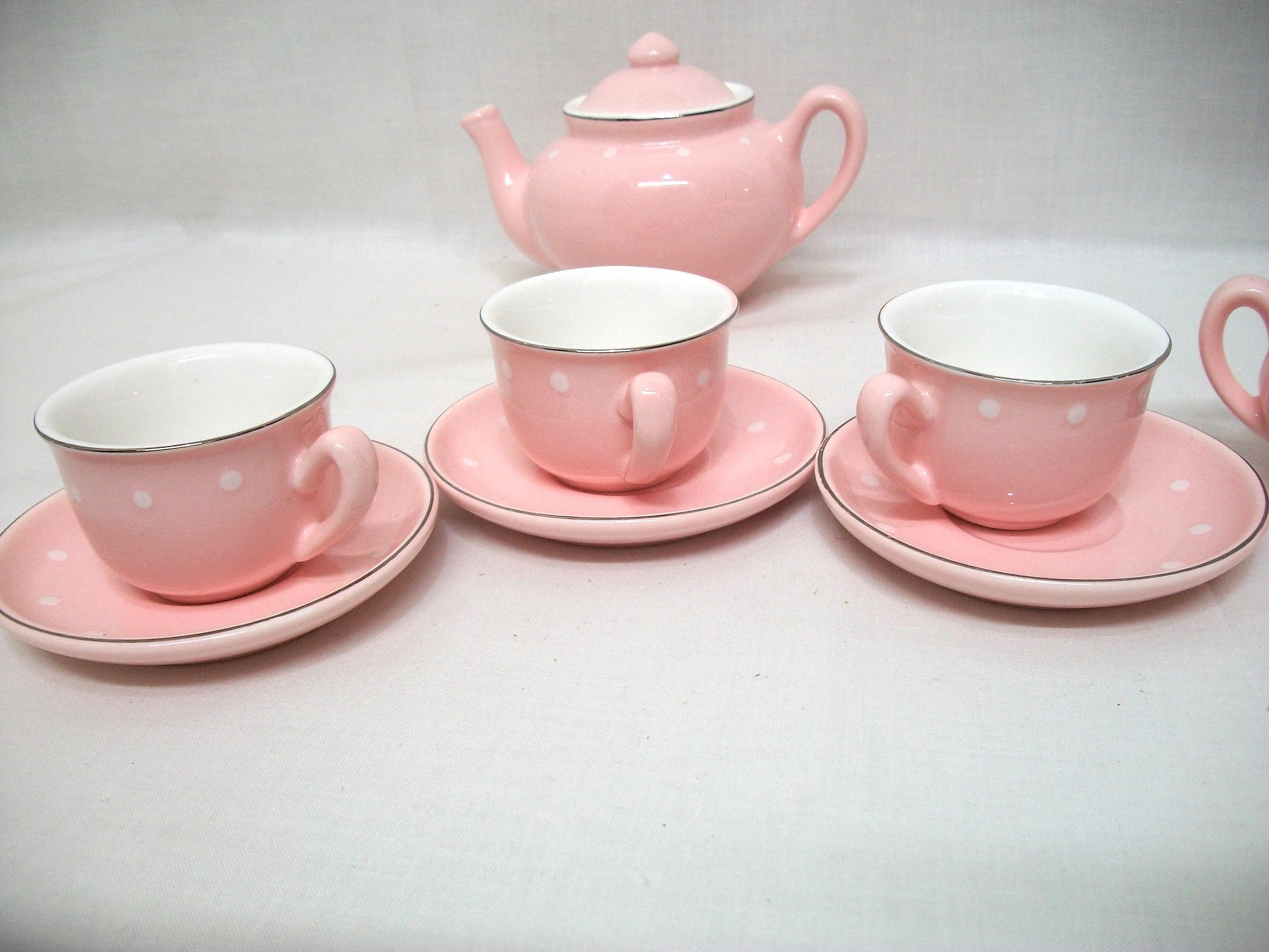 Vintage Childs Tea Set Small Tea Set Pink Polka Dot Tea Set - Etsy