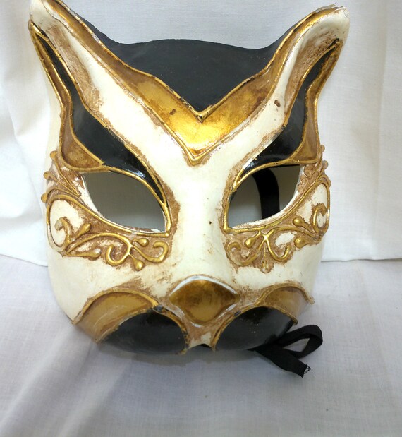 Vintage Cat mask, Mardi Gras Mask, Paper Mache Cat Ma… - Gem