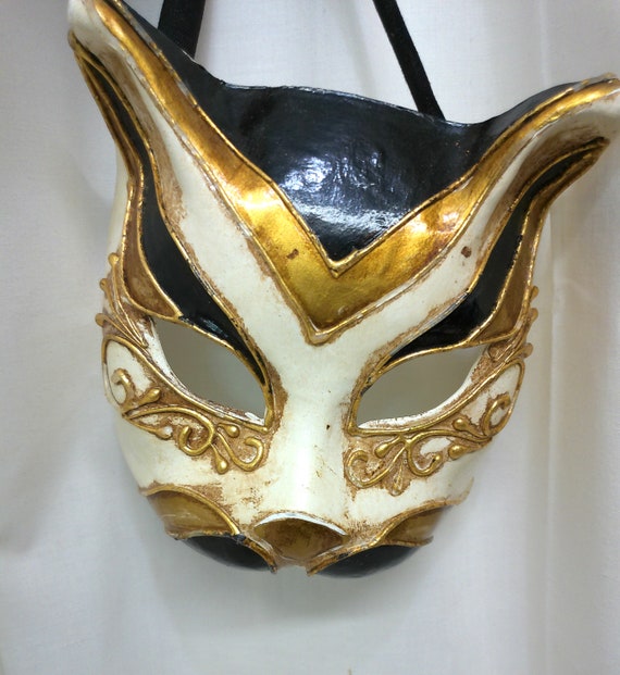 Vintage Cat mask, Mardi Gras Mask, Paper Mache Cat Ma… - Gem