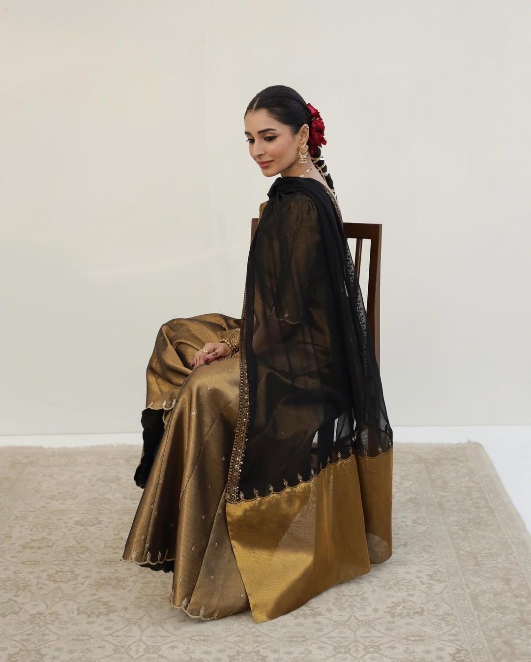 Golden Tissue Sharara Set: 3-piece Pakistani Wedding Outfit - Etsy UK