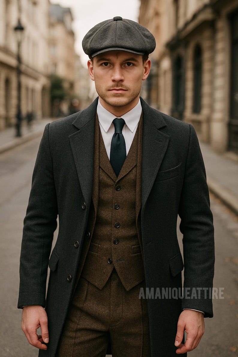 Peaky Blinders 1920s Mens Three Piece Tweed Suit With Overcoat - Etsy