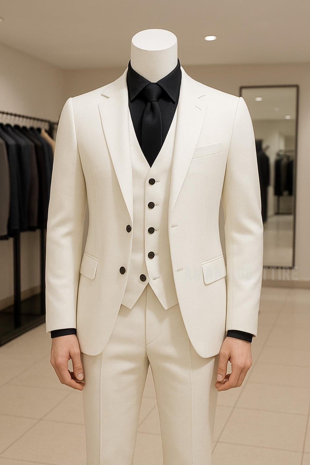 Men's White Three Piece Tuxedo Suit | Custom Tailored Wedding Suit - Etsy