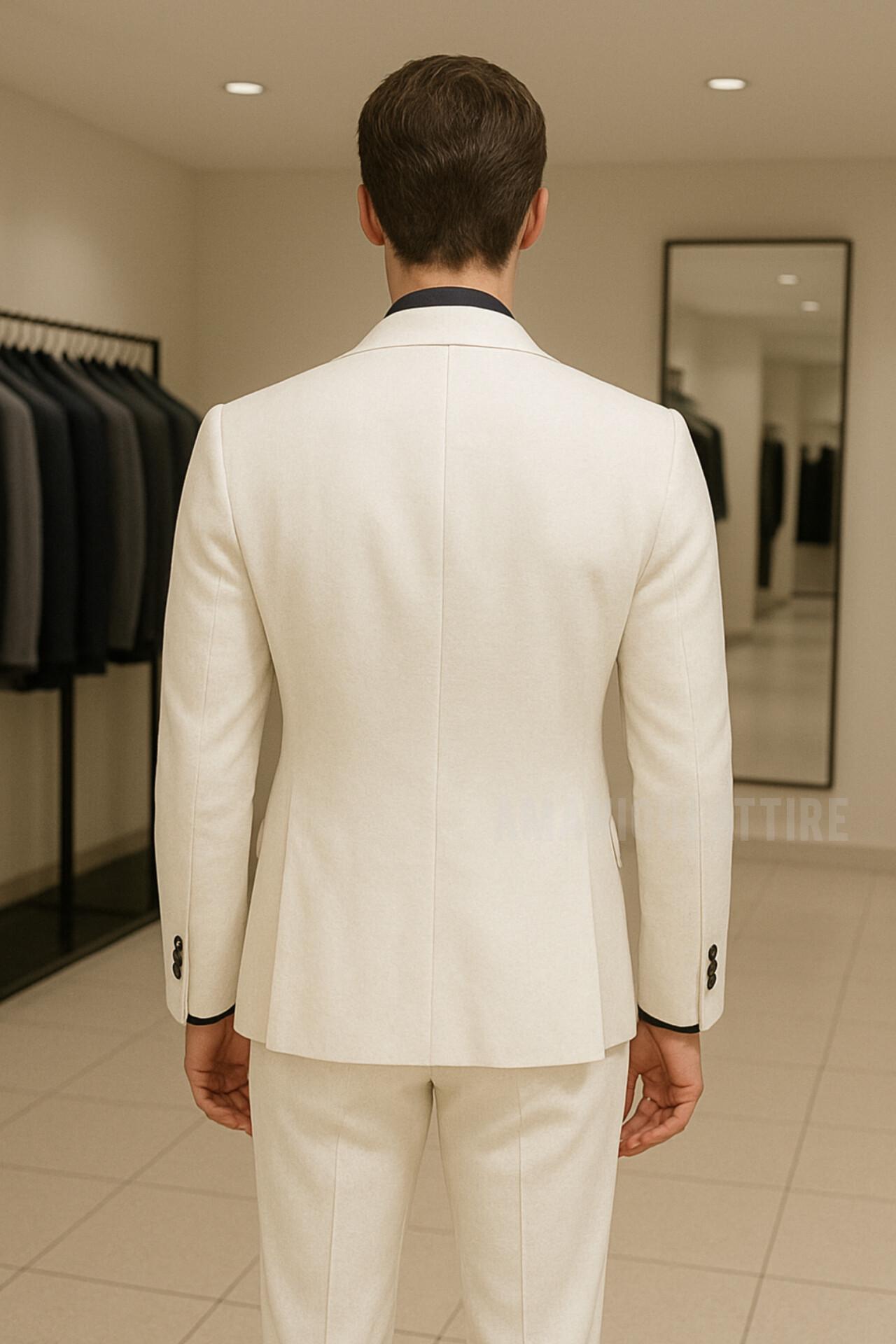 Men's White Three Piece Tuxedo Suit | Custom Tailored Wedding Suit - Etsy