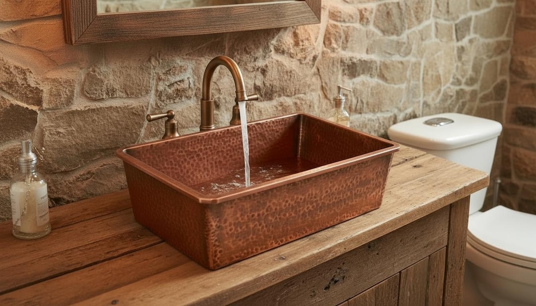 Lavandino da bagno in rame martellato fatto a mano - Lavandino ...