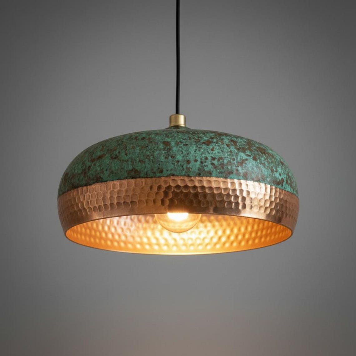 Vintage Industrial Modern Copper Lamp Patina - Moroccan Farmhouse ...