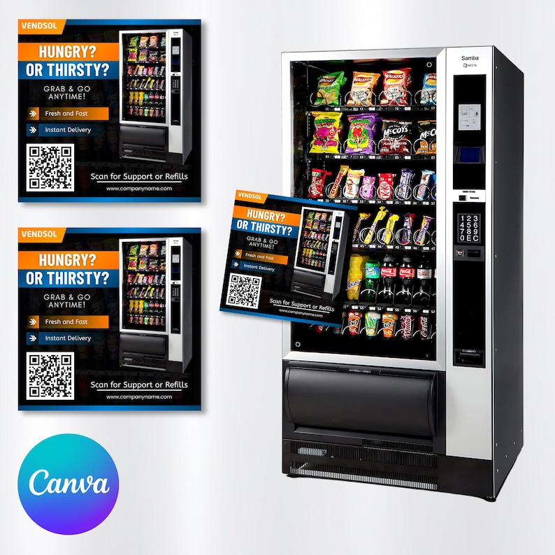 Editable Vending Machine Business Sticker Template, Customize Name ...