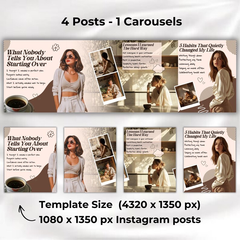 Carousel Instagram Templates: Scrapbook Design (editable) Carousel ...