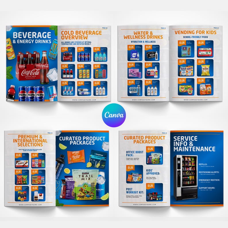 Editable Vending Machine Products Catalog, Vending Drinks Catalog ...