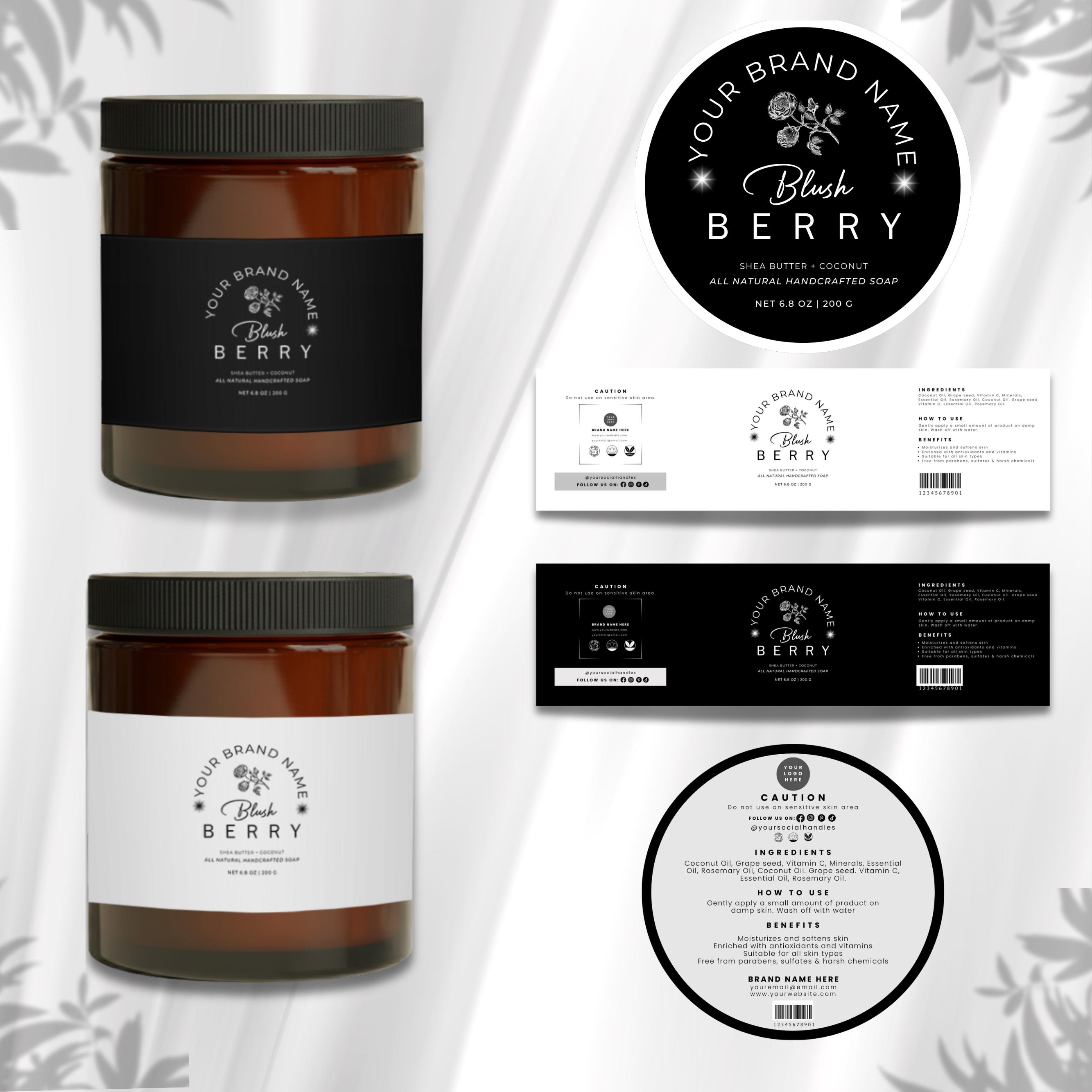 Jar Label Templates Bundle, 12 Sizes, Cosmetic Jar Labels, Minimalistic ...