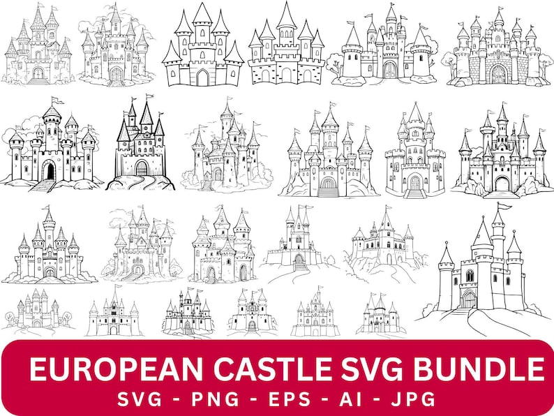 European Castle SVG Bundle, Palace Clipart (digital Download) - Etsy