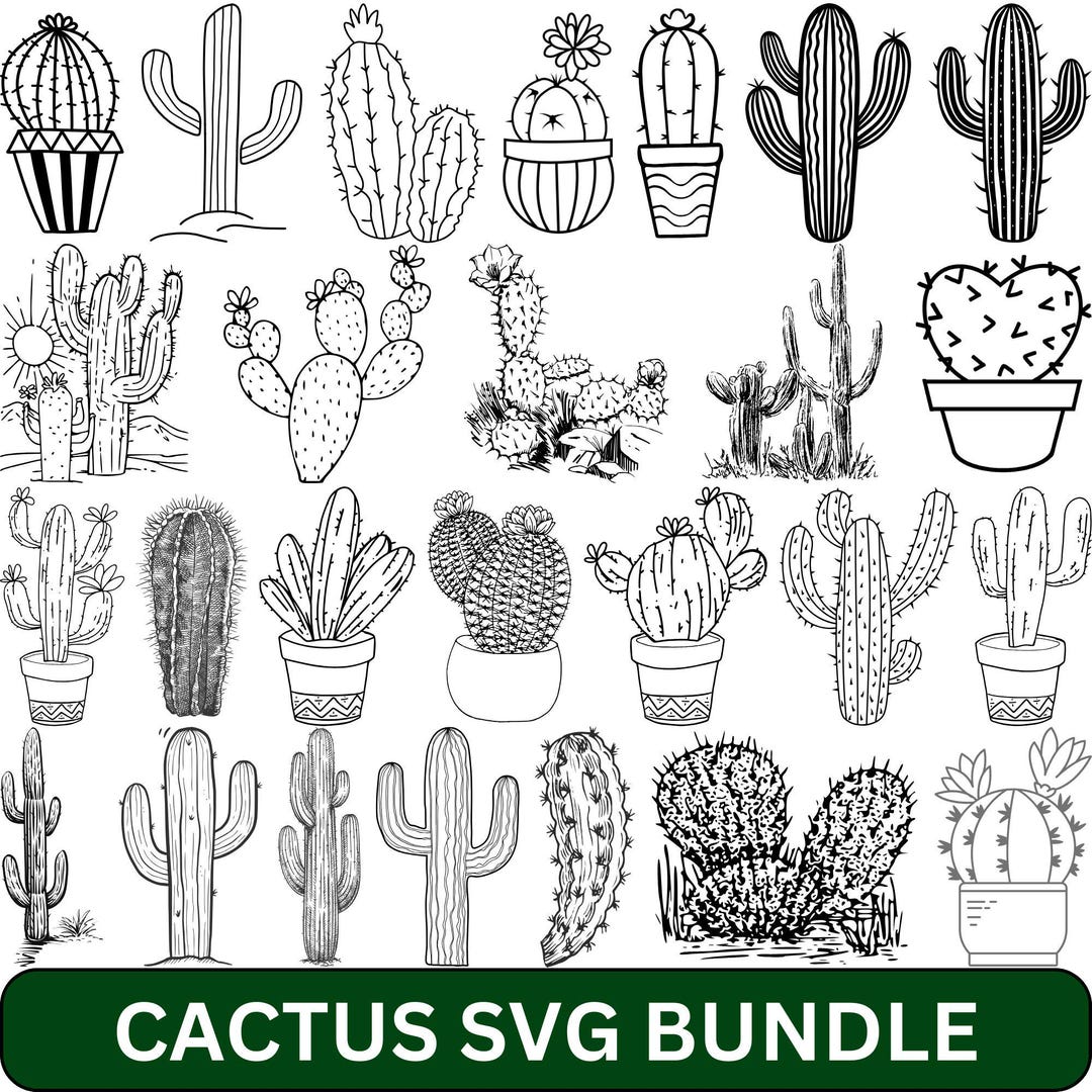 Cactus SVG Bundle,cactus Flower Svg,floral Cactus Clipart,desert Cute ...