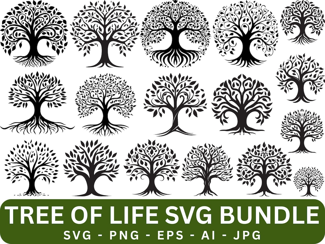Tree of Life SVG Bundle: Family Tree Silhouette Clipart (commercial Use ...