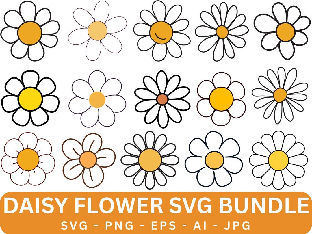 Daisy SVG Bundle: Flower Cut Files for Cricut & Silhouette (digital ...