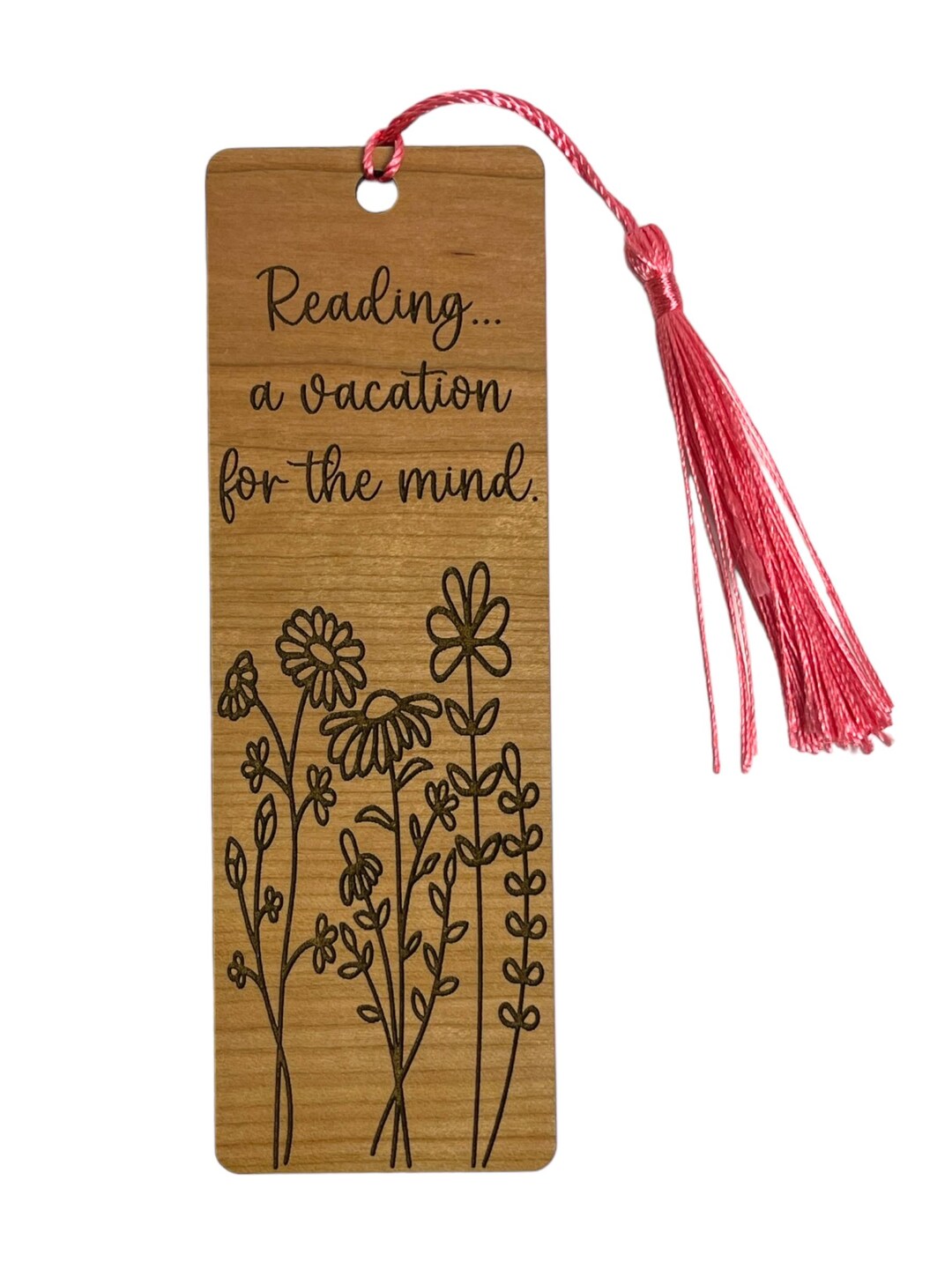 Reading A Vacation for the Mind Bookmark - Cherry Wood - Wood Bookmark ...