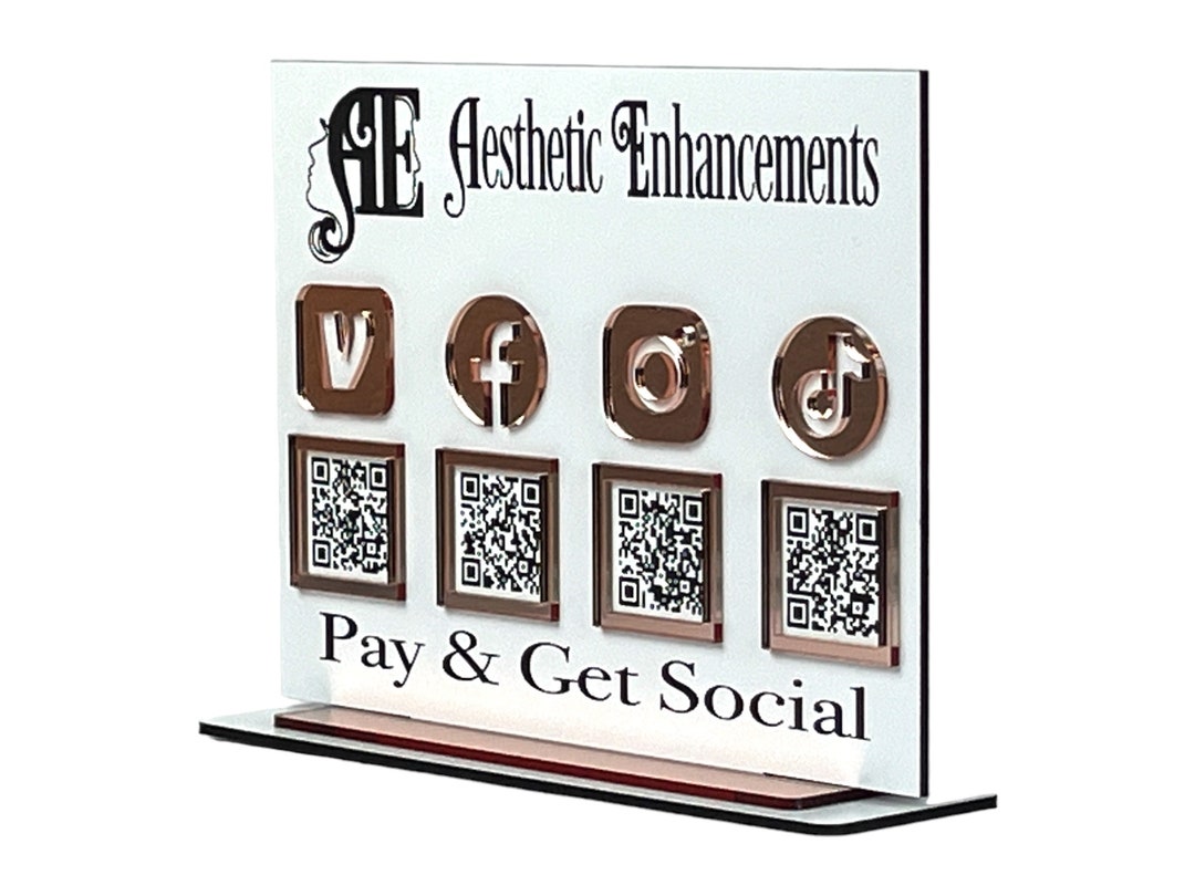 Custom QR Code Sign - Pay & Get Social Sign - Social Media Sign - Etsy