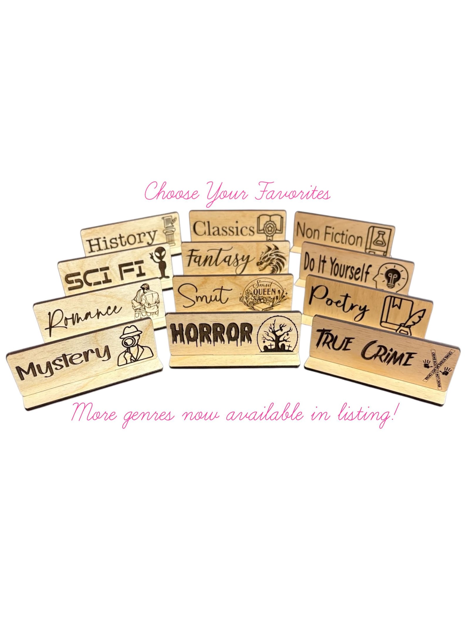 Book Genre Signs - Library Signs - Bookshelf Signs - Choose Your ...