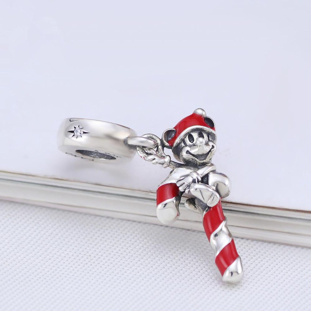 Pandora Mickey's Santa Candy Cane Charm - Etsy