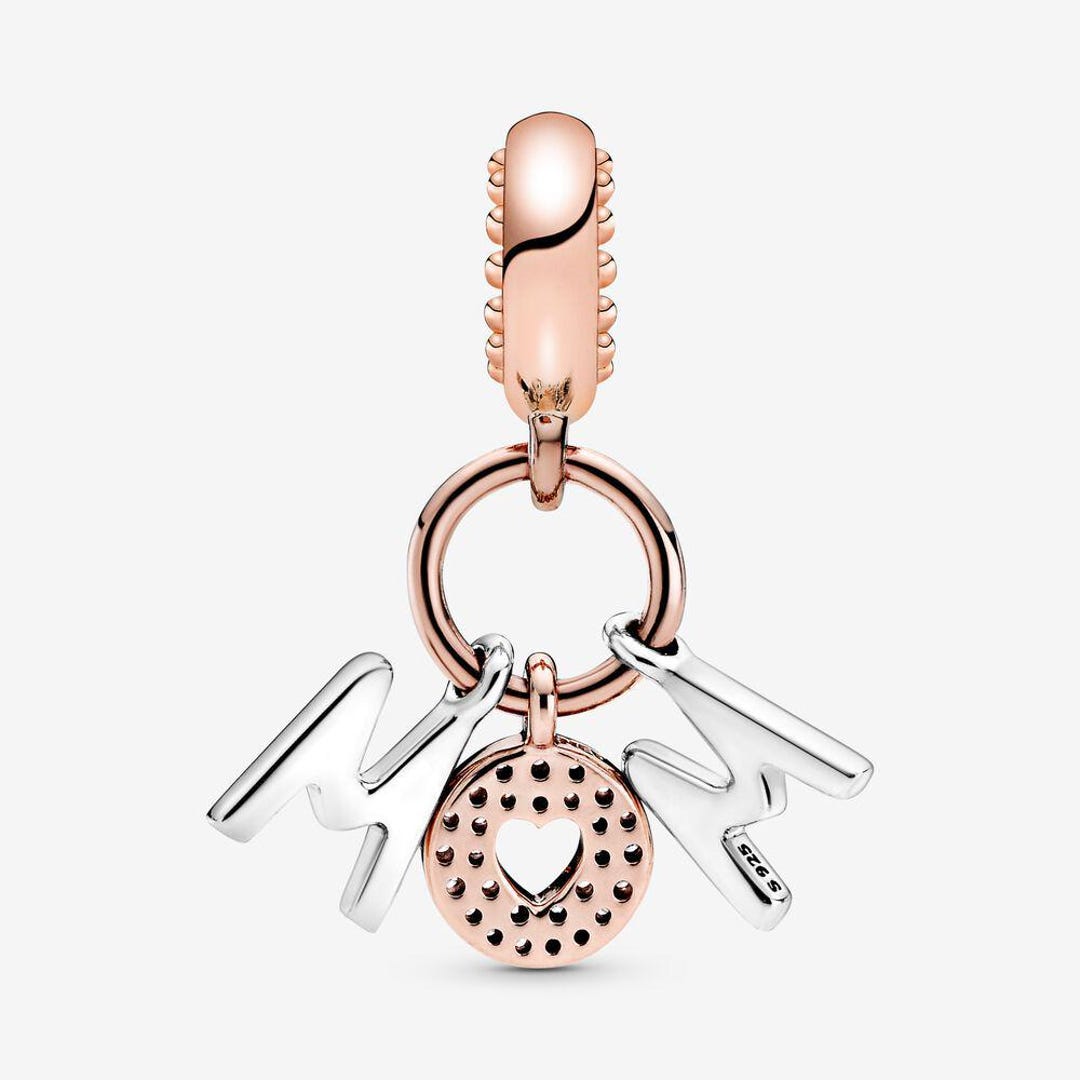 Silver & Rose Gold Pandora Mum Letters Pendant Charm - Etsy