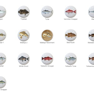 Realistic Fish T Thru Y Fishing DECORATIVE Ceramic Dresser Drawer PULLS ...