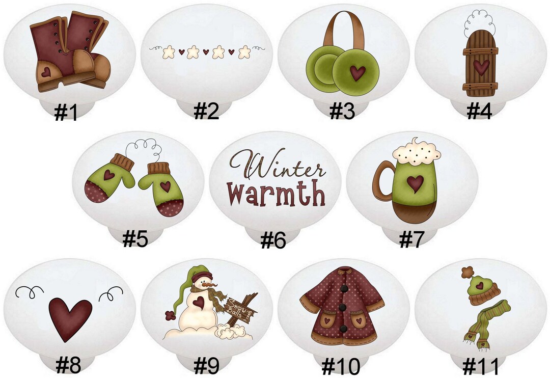 Winter Warmth Country Snowman Snow Ear Muffs - 1.5" DECORATIVE Glossy ...