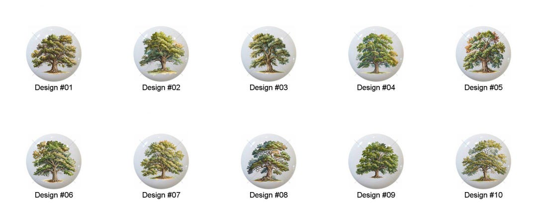 Oak Trees Botanical by Instantclipartoasis Images on 1.5" White ...