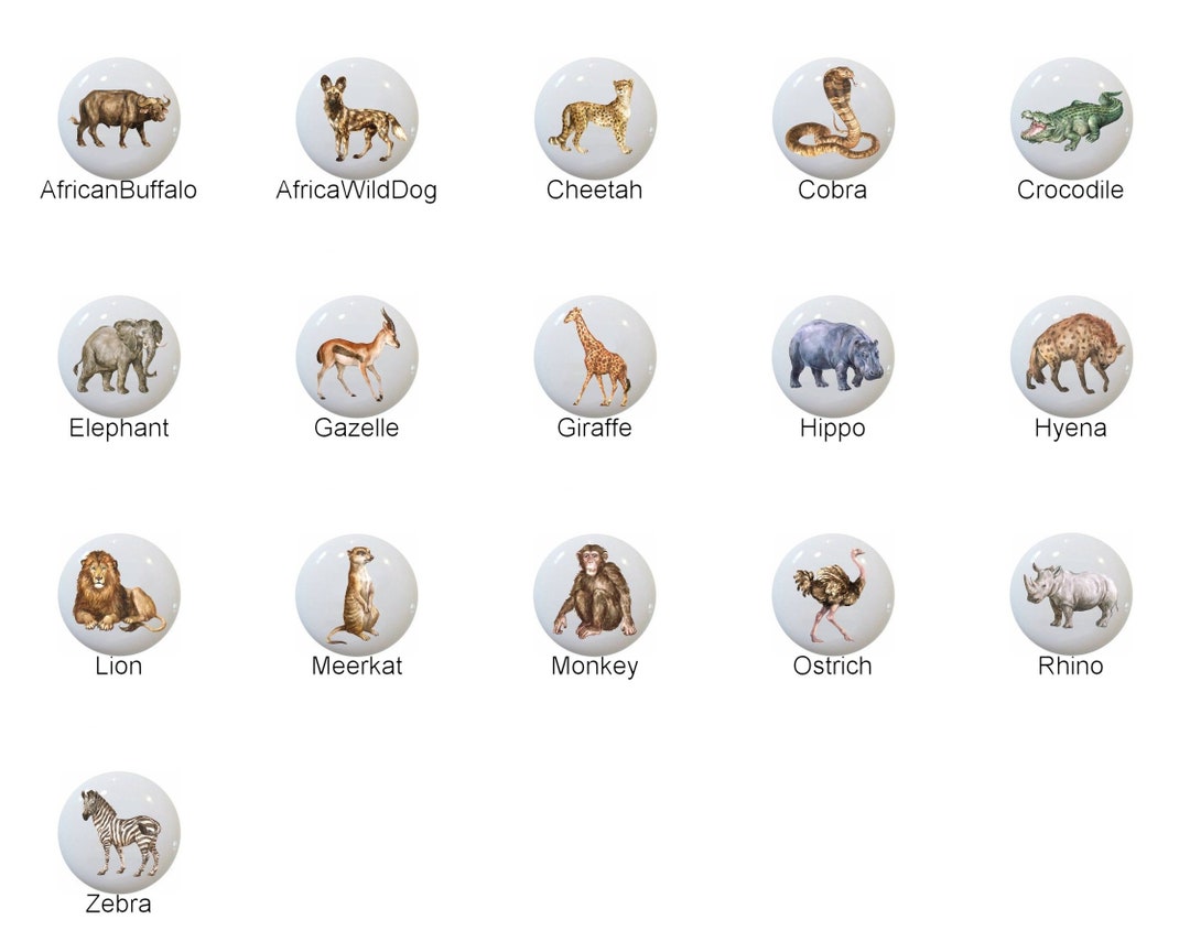 African Safari Animal Ceramic Dresser Knobs: Wildlife Decor - Etsy