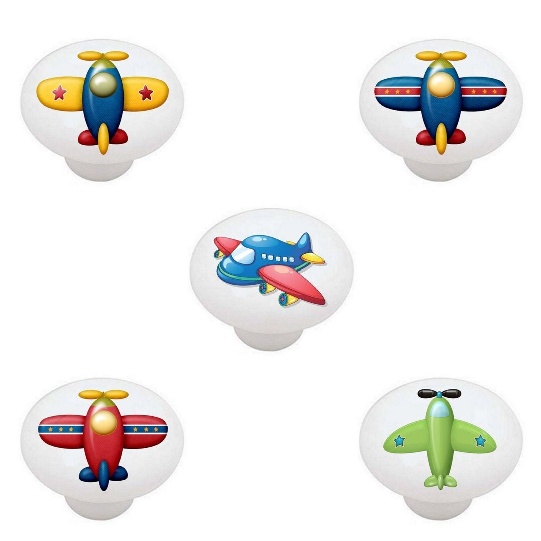 Airplane Ceramic Knobs: Kid's Room Aviation Decor, Set of 5 - Etsy