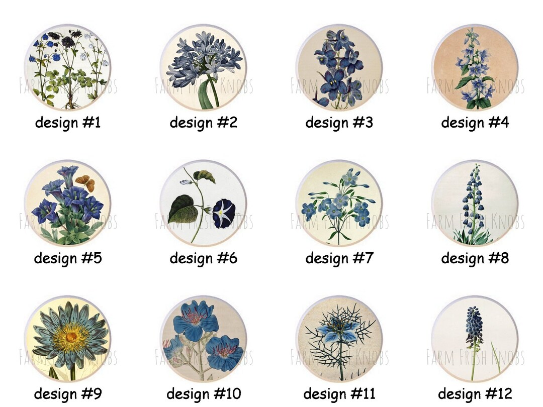 Botanical Blue Flowers by Cmc Floral Flower DECORATIVE Glossy Finish ...