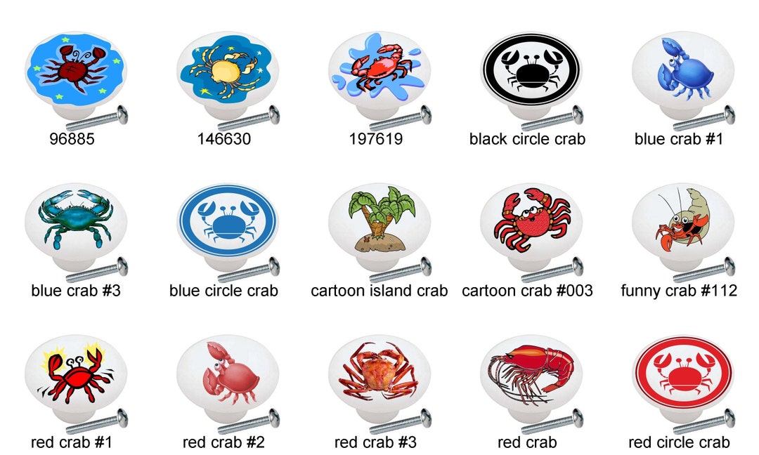 Crabs Ocean Crab Blue Red Sea Fish CERAMIC Decorative Dresser Drawer Pulls Cabinet Knobs - Etsy